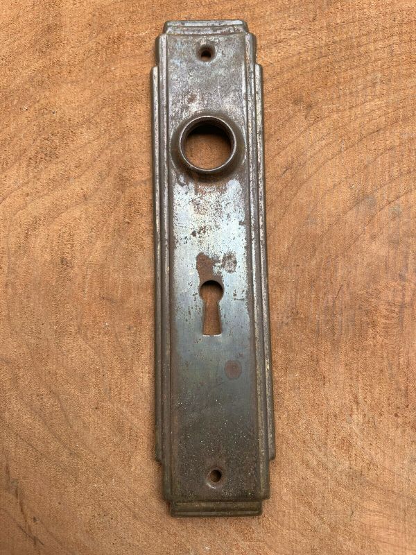 VINTAGE SINGLE ART DECO DOOR KNOB SKELETON KEY BACK PLATE RESTORE ...
