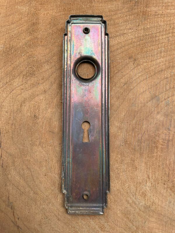 VINTAGE SINGLE ART DECO DOOR KNOB SKELETON KEY BACK PLATE RESTORE ...