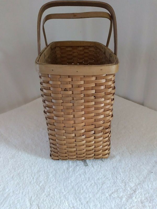 Vintage Wicker Stairs Step Basket Organizer Large W/ Sturdy Handle ...