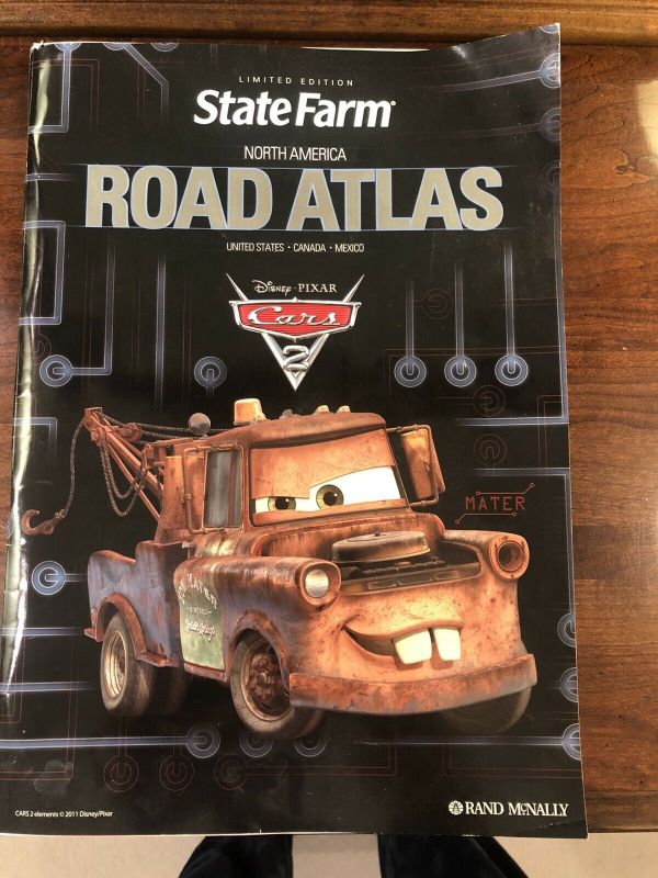 Disney Pixar Cars Tow Mater State Farm North America ROAD ATLAS Map ...